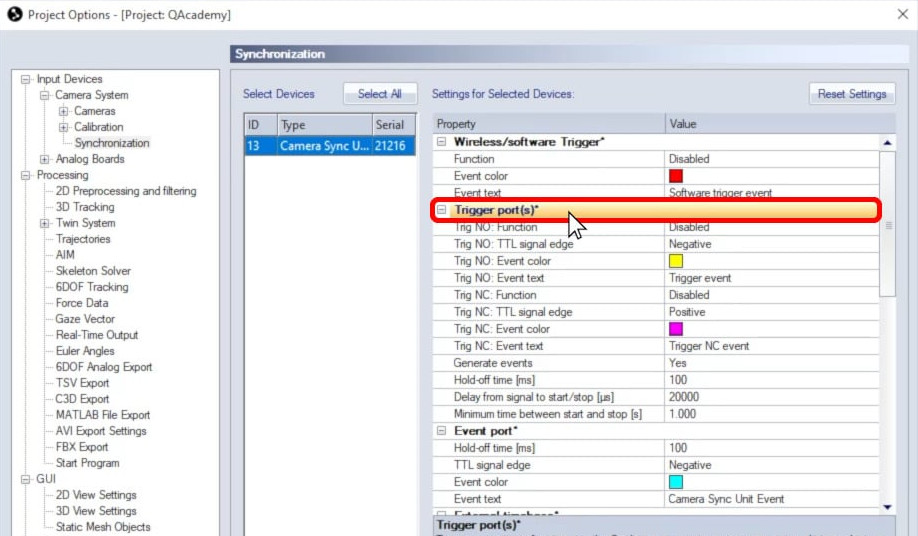 Sync unit settings in QTM