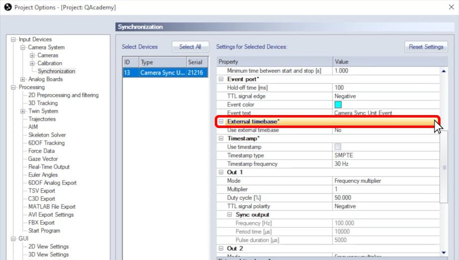 Sync unit settings in QTM