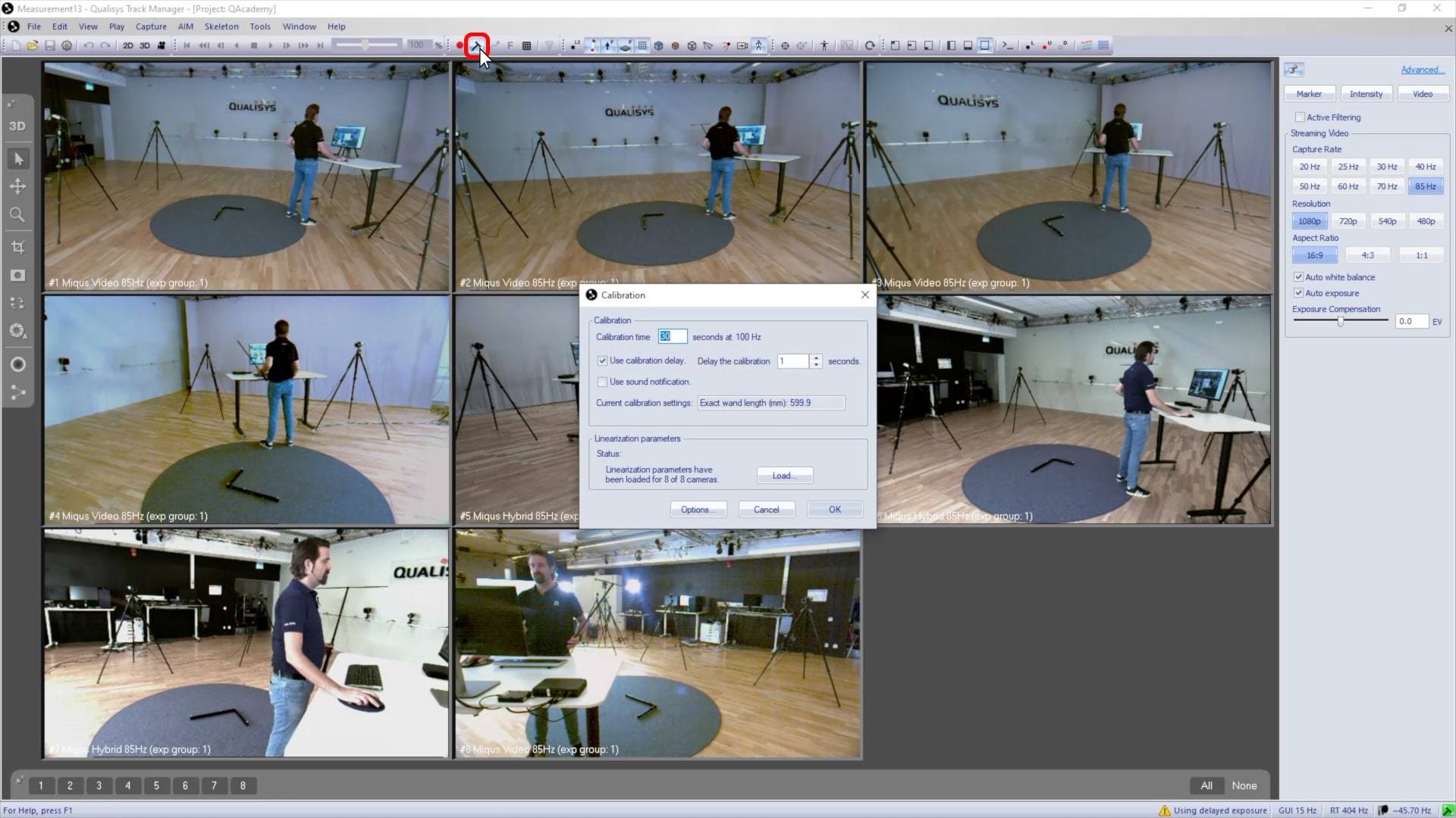 Calibrating Qualisys video cameras