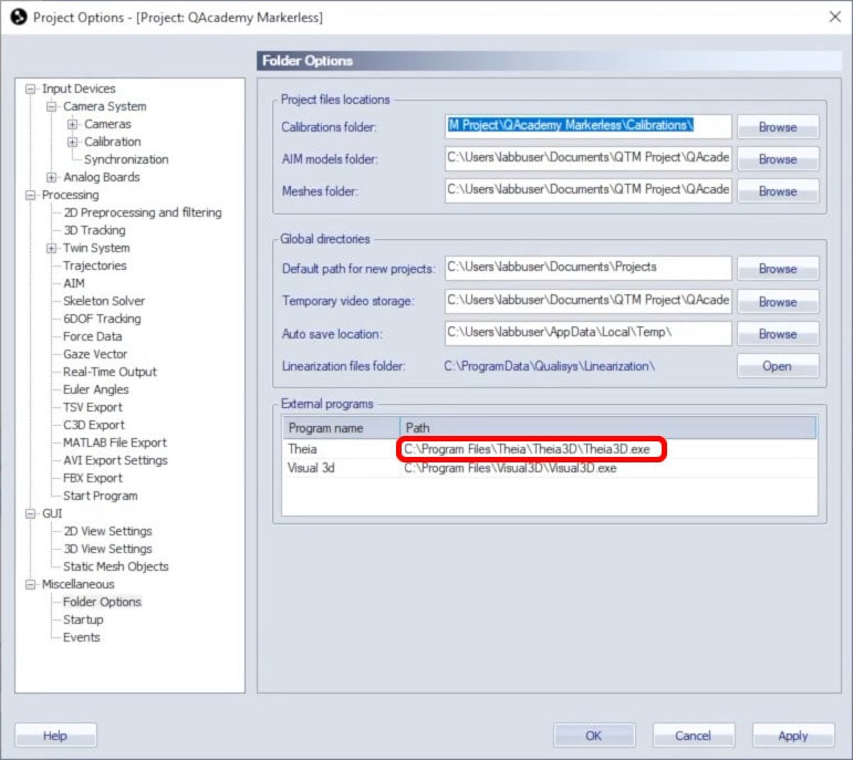 Running the markerless module in QTM