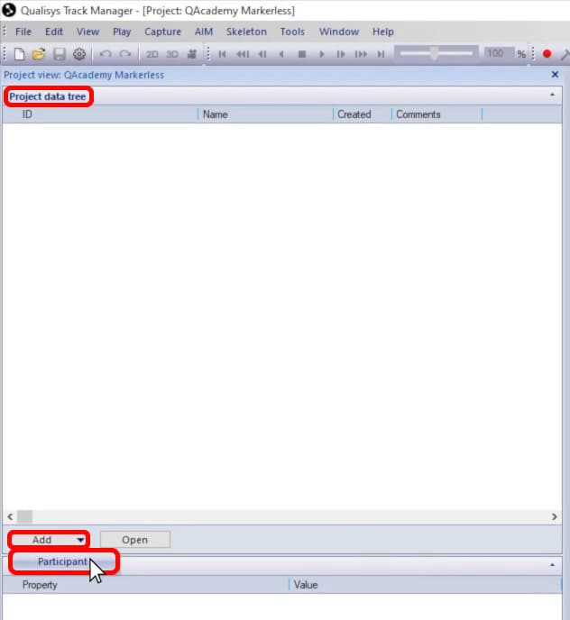 Running the markerless module in QTM