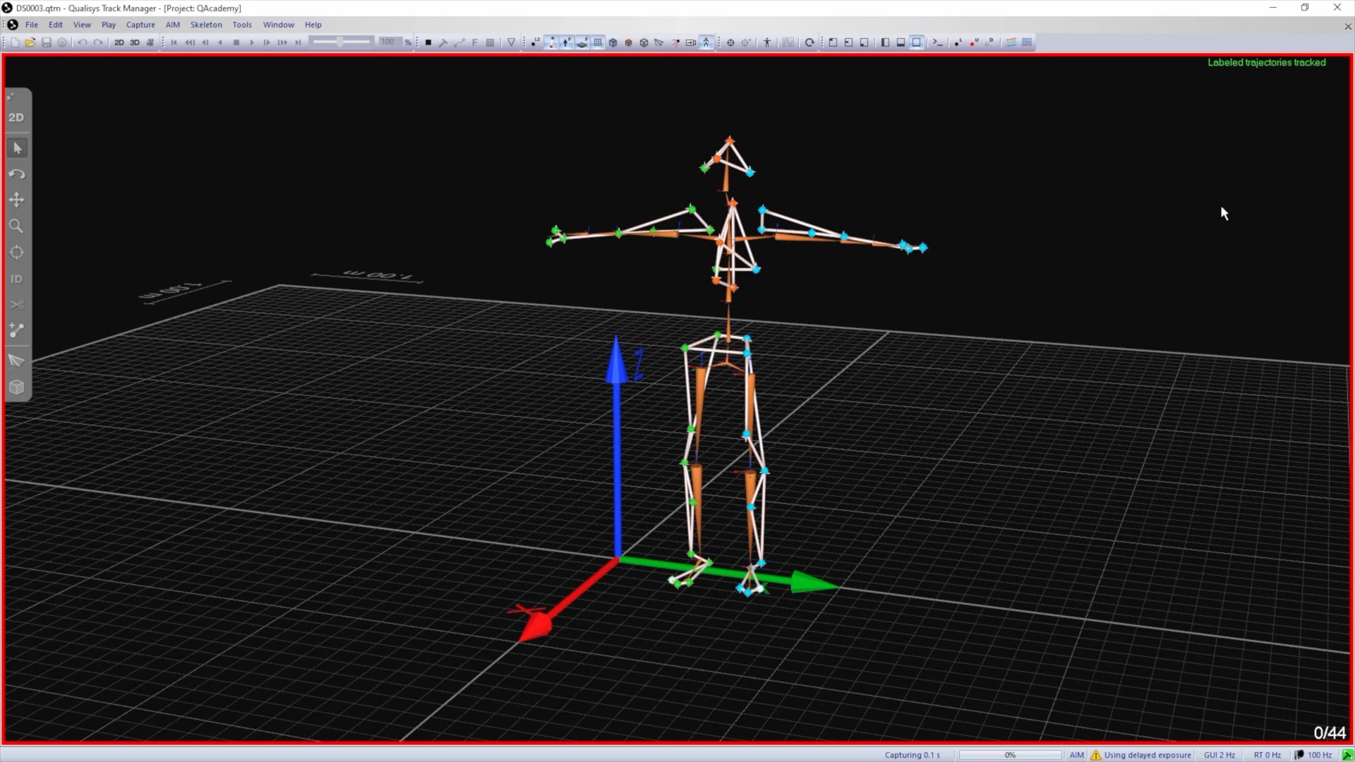 Skeleton data in QTM