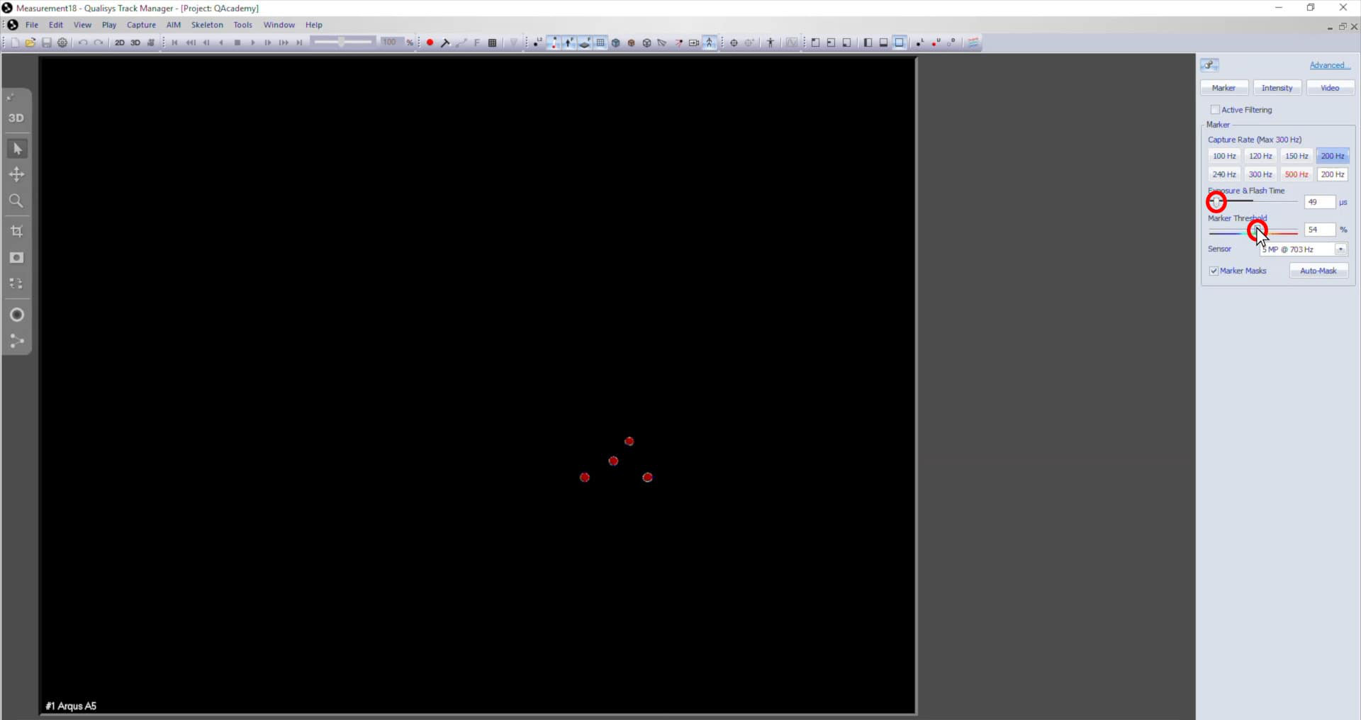 Exposure & Flash Time and Marker Threshold